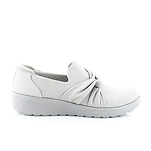 BZees Women's Glimmer Slip-Ons Loafer, Silver Smoke Shimmer, 8 Wide