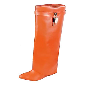 Liliana Women Knee High Wedge Boot Mutto-1 Orange1 7