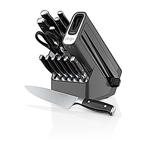 Ninja K32014 Foodi NeverDull Premium Knife System, 14 Piece Set, Stainless Steel/Black & C59500 Foodi NeverStick Premium 10-Piece Cookware Set, Anti-Scratch Nesting Pots & Pans, Slate Grey