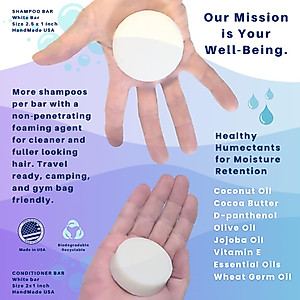 SpiraLeaf Shampoo Bar & Conditioner Bar Set, FRESH LAVENDER Pure Essential Oils, Light Scent, Limited Ingredients, Concentrated Formula, Made USA, Zero Waste, Color-Fragrance Free, Travel Ready