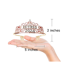 2024 Retirement Tiara & Sash - Officially Retired Sash & Crown for Parties, Events, Gifts, Favors, and Decorations (Pink)