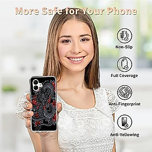 BWEGRHE for Samsung Galaxy A04 4G Clear Case with Dragon Roses Pattern Designed, Transparent Dual Layer Soft TPU Bumper + Hard PC Shockproof Protective Phone Case for Galaxy A04 4G