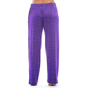 Just Love Women Polka Dot Pajama Pants / PJs / Sleepwear, Plum With Black Dots, Small