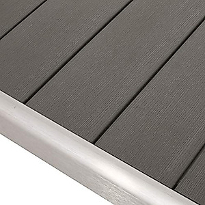 Great Deal Furniture Odelia Outdoor Modern Aluminum Dining Bench with Faux Wood Seat, Gray and Silver