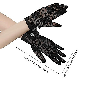 BABEYOND Floral Lace Gloves 1920s Flapper for Wedding Opera Party Lace Gloves Stretchy Adult Size