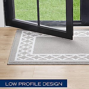 Nautica – Runner Rug | Indoor Runners for Hallways and Entry Rugs| Non-Slip and Non-Skid Entry and Kitchen Door Mat| Machine Washable Entryway Carpet Rugs | 30" x 120"| Trellis Light Grey