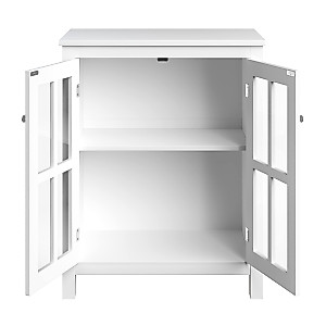 Lavish Home, White Buffet Cabinet with Glass Doors