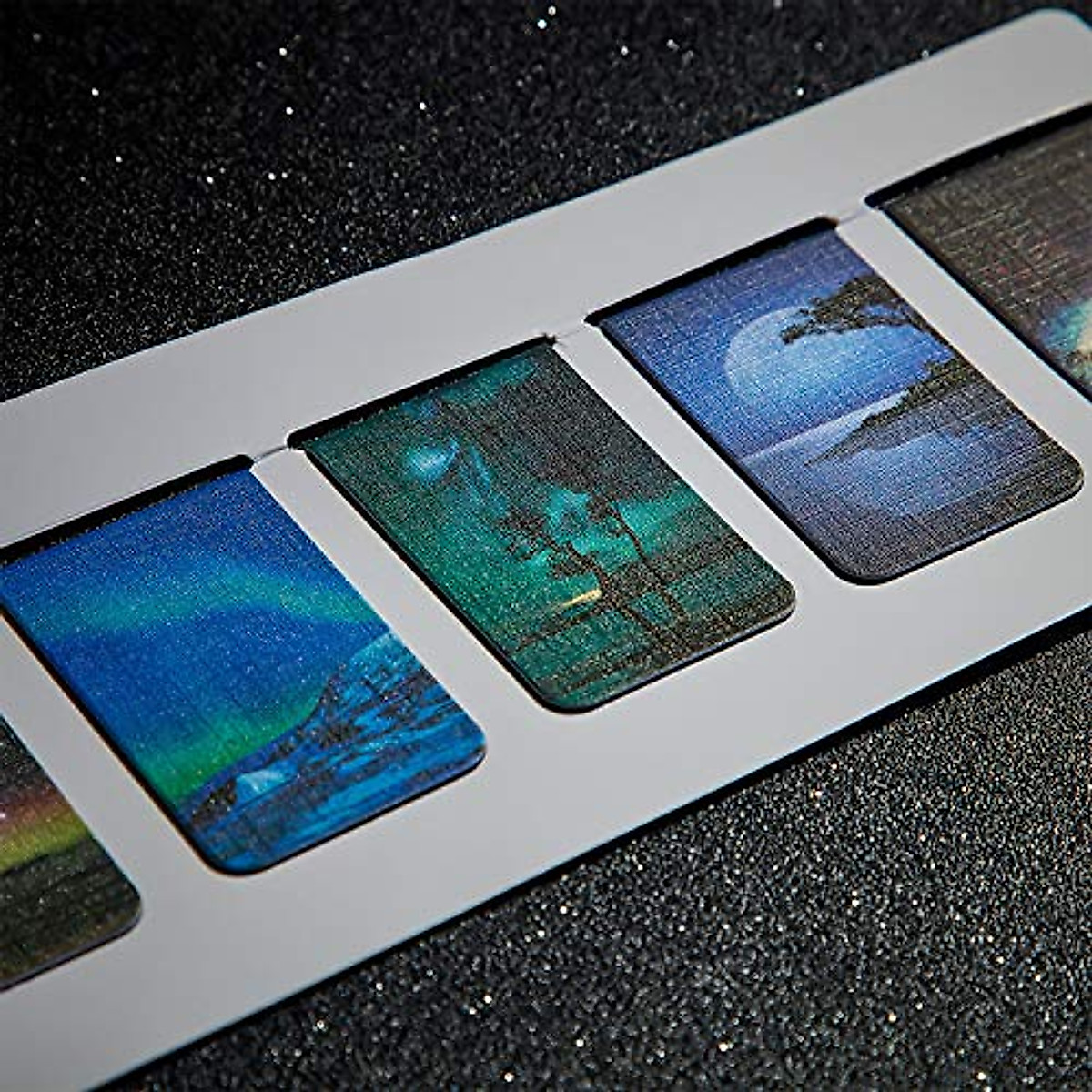 10 Pieces Magnetic Bookmarks Night Sky + Aurora Magnet Page Clips Page Markers Assorted Book Markers Set for Students Reading (Aurora Syle, 2.1 x 1.3 Inch)