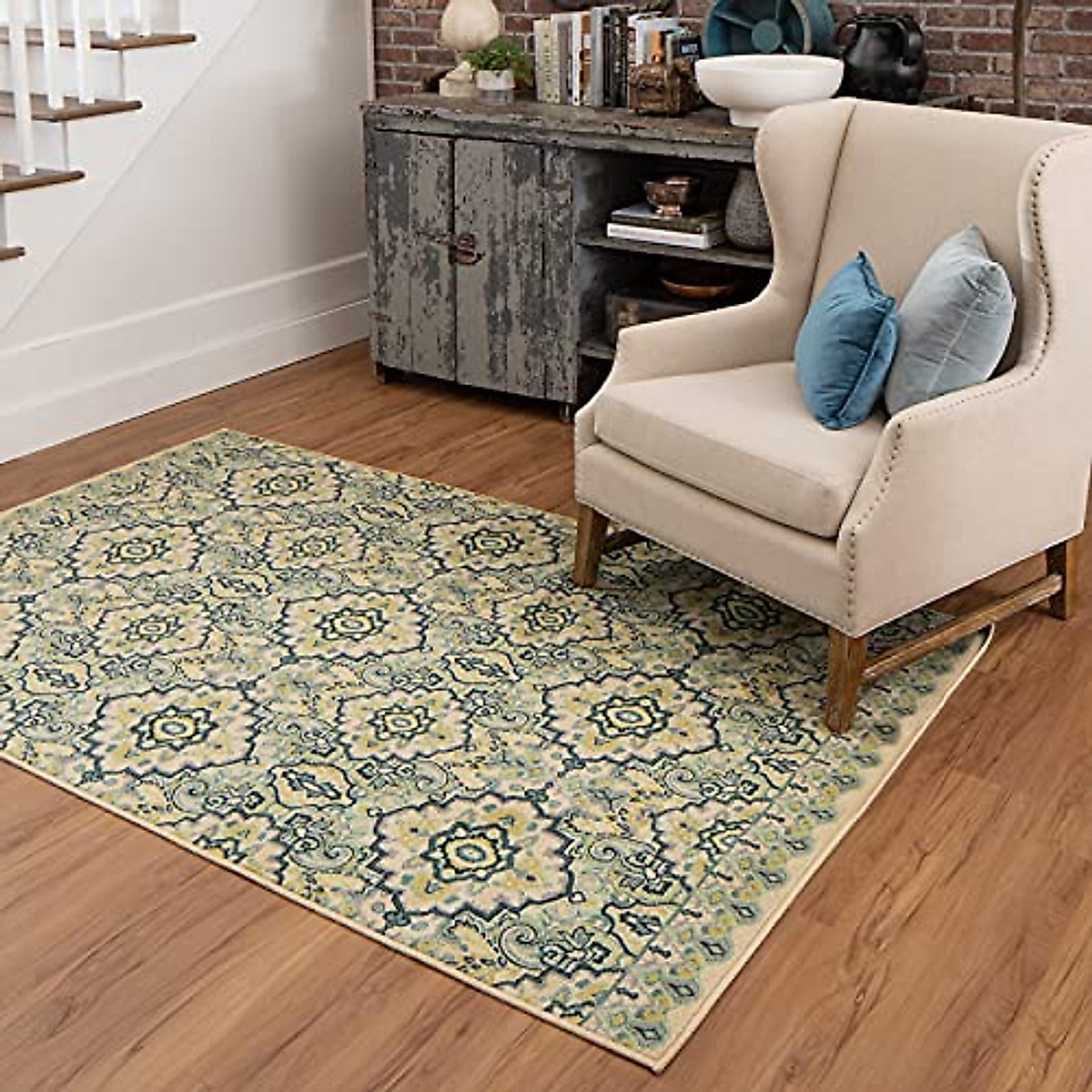 Mohawk Home Woodbridge Santa Ana Floral Printed Area Rug, 5'x8', Tan