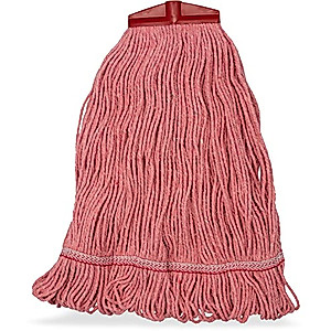 Carlisle FoodService Products Mop Head with ACME Threaded Connection, Color Coded Synthetic Blend, Red