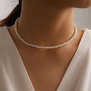 6mm Simulated Glass Pearl Necklace 16inch Strand Pearl Jewelry