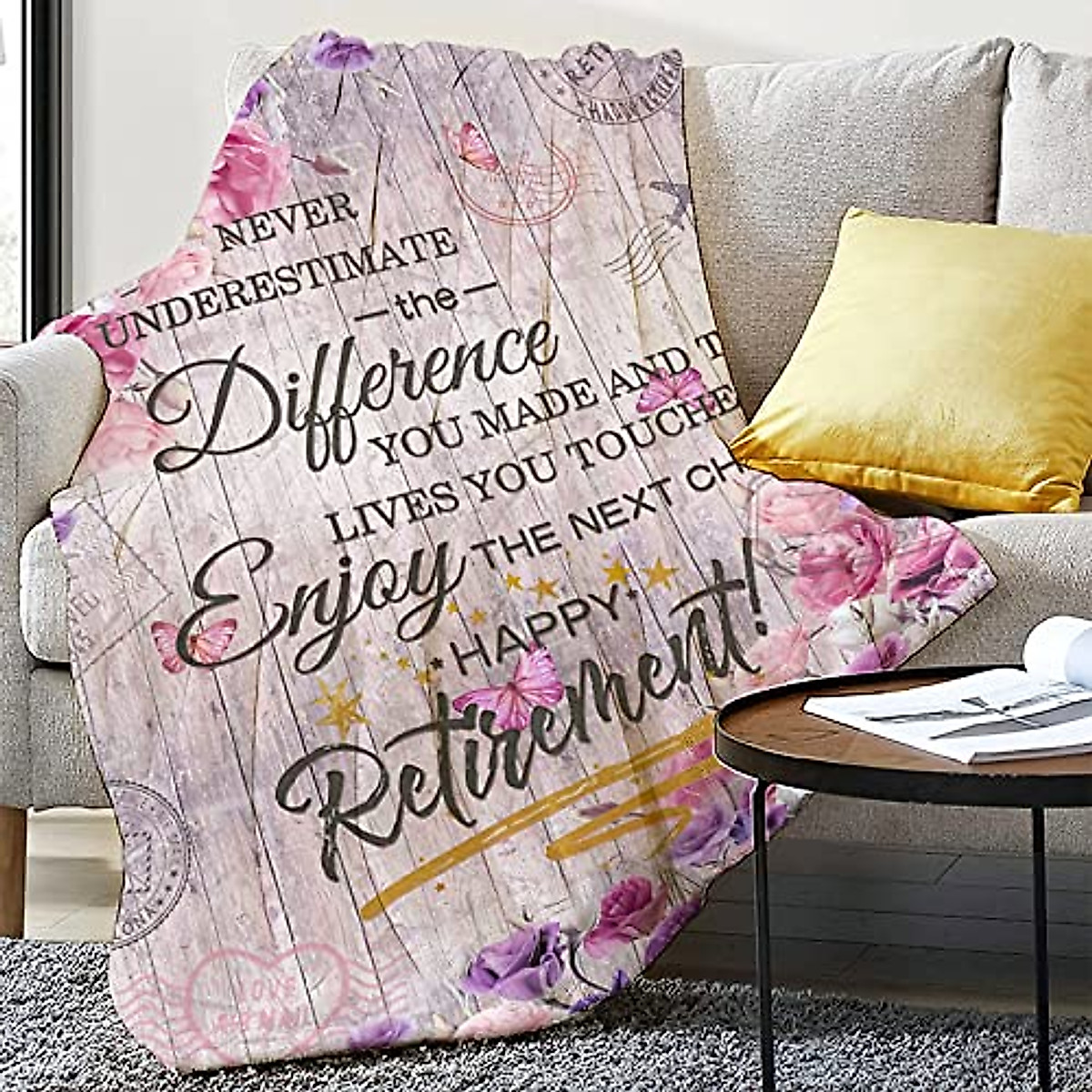 Retirement Gifts for Women 2022 Blanket 60"×50", Happy Retirement Gifts for Nurses Teachers Mom Wife Female, Retired Gifts for Women, Farewell Gifts for Coworkers Boss, Funny Retirement Throw Blankets