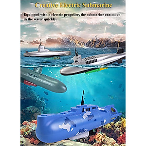 NEXTAKE Electric Submarine Toy Funny Pigboat Bath Toy Military Submarine Model Toy SUB Water Toy Bathtub Submarine Floating Toy for Kids (8823)