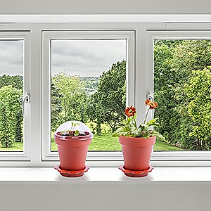 PURPLE STAR 1N 30 Pack Cupcake Plant Nursery Pots with Humidity Dome-Small Plastic Flower Pots with Saucers and Shovel for Indoor Outdoor Seedling Succulent Vegetable