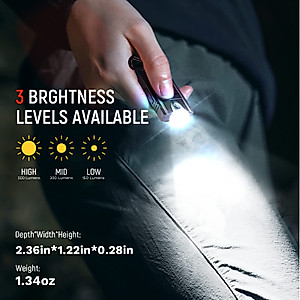 Anhay Mini Flashlight Keychain -500 Lumens Rechargeable Pocket LED Flashlight with 3 Light Modes, Waterproof Design,EDC Keychain Flashlight with Hat Clip and Carabiner for Outdoor Hiking,Travel