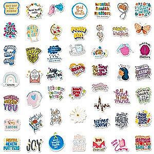 50PCS Mental Health Stickers, Kids’Stickers,Water Bottle Stickers,Laptop Stickers, Skateboard Stickers,Luggage Stickers,case Stickers,Waterproof Stickers,Gift Stickers,DIY Stickers for Kids,Teens
