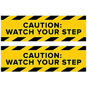 Caution Watch Your Step Sticker Signs (Pack of 2) | Workplace Safety Caution Wet Floor