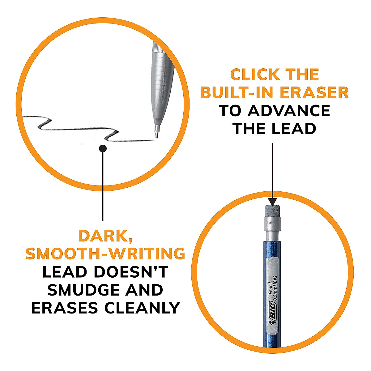 BIC Xtra-Precision Mechanical Pencils With Erasers, Fine Point (0.5mm), 24-Count Pack, Mechanical Drafting Pencils Set