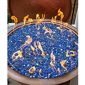 NUPICK 20 Pound Fire Glass, 1/2 Inch Reflective Fire Glass, Fit with Fire Pit Glass and Fireplace Glass, Blue