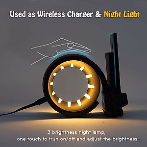 LED Desk Lamp with Wireless Charger, Dimmable Table Lamp with 3 Level Brightness, Cute Beside Lamp , Night Light for Living Room, College Dorm, Office