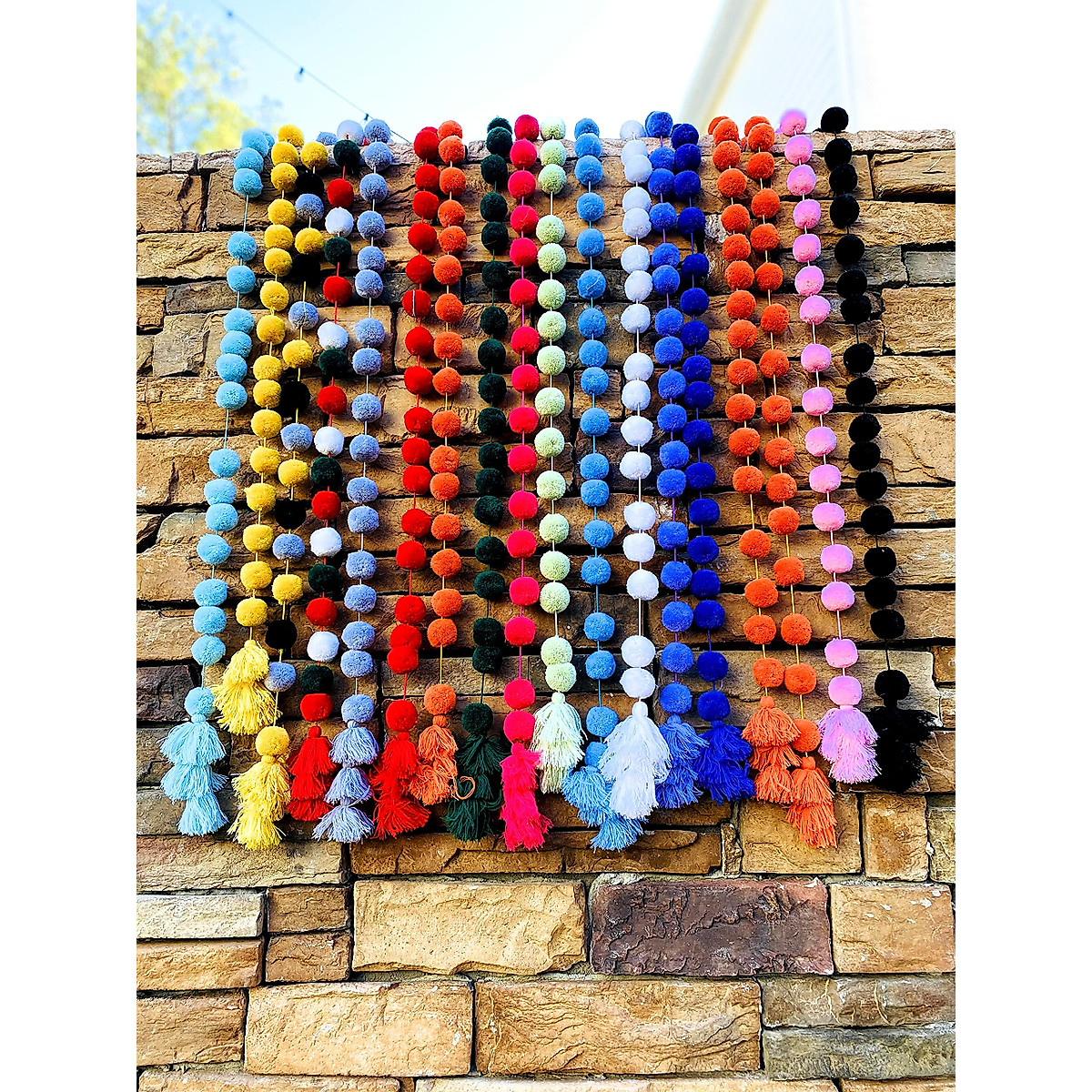 Party Pom Pom Garland Felt Ball Garland Pom Pom Strings Used for Nursery Bunting Banner Holidays Christmas MantleTree Birthday Decor Mexican (Royal Blue)