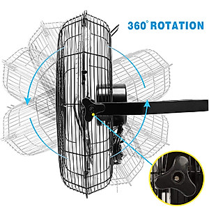 KEN BROWN 18 Inch Wall Mount Fan Outdoor, 4300CFM Metal Wall Fan, 3-Speeds High Velocity Wall Mounted Fan for Patios, Greenhouse, Garage, Gazebo, Barn, Shop, Industrial