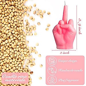 6sisc Middle Finger Scented Candle Hot Pink Danish Pastel Room Aesthetic Decor Pine Fragrance Candles Natural Vegan Soy Wax Hand Gesture Aromatherapy Candle for Home Bedroom Decoration Birthday Gifts