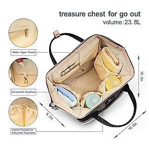 Hafmall Diaper Bag Backpack, Multifunctional Baby Diaper Bag with Stroller Hooks, Stylish Baby Bag for Mom Dad, Gray Black