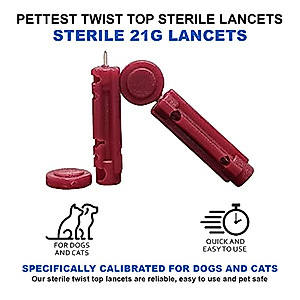 PetTest Sterile Twist Top Lancets 21G for Dogs and Cats for use with PetTest Diabetes Glucose Monitoring System (50 Lancets)
