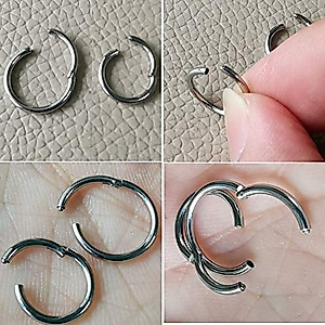 5Pairs Surgical Stainless Steel 16G Sleeper Cartilage Daith Tiny Small Hoop Earrings Mini Septum Hinged Clicker Nose Ring Helix Tragus Piercings Unisex Fashion Huggie Hoops Set 6-14MM (Silver)