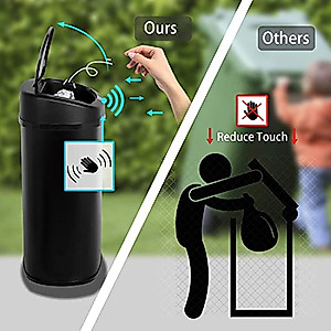 HCB Trash Can Automatic Waste Bin Mute Metal Garbage Can with Lid Stainless Steel 13 Gallon 50 Liter for Kitchen | Office | Bedroom | Bathroom | Living Room (Black)