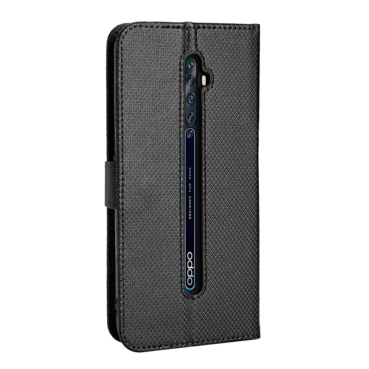 Elubugod Case for Oppo Reno2 Z Leather Case Cover,Case for Oppo Reno2 F Leather Case Cover,Case for Oppo Reno 2Z CPH1945 CPH1951 PCKM80 / Reno 2F CPH1989 Case PU Leather flip Cover Black