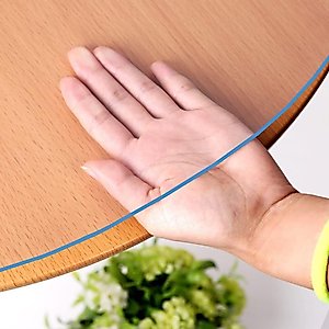 WingCanto 30 Inch Clear Round PVC Table Protector Kitchen Countertop Cover Protector Waterproof Table Cover Rectangular Plastic Tablecloth Vinyl Non Slip Oblong for Circle Coffee Dining Table