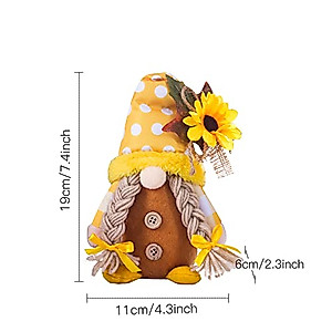 GUDVES Sunflower Dwarf Plush Decorative Toys 2 Pieces - Handmade Dolls - Swedish Dwarf Dolls Table Shelf Layer Tray Decorations with Flowers Easter Home Decorations, Gifts for mom (Sunflower)