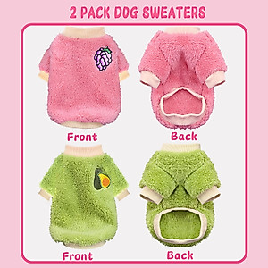 2 Pieces Puppy Sweater Dog Sweater for Small Girl Dogs Girl Dog Clothes Winter Warm Fleece Chihuahua Clothes Cute Style Dog Clothes Thick Pet Clothing (X-Small)