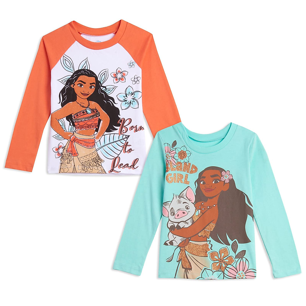 Disney Moana Infant Baby Girls 2 Pack T-Shirts White/Blue 18 Months