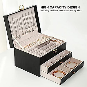 WUIIEN Jewelry Box 3-Layer Jewelry Organizer (Black) (WUIIEN-05)