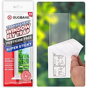 Window Fly Traps Indoor Clear 15pk Strips Indoor. The Only Double Strip Trap for Home. Paper Catchers Inside Home Flypaper House Killer Bug Catcher