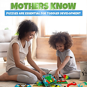 Wooden Puzzle Toddler Toys - Educational and Learning Montessori Toys for Boys and Girls, 6 Unique Animal Patterns - Preschool Jigsaw Puzzles for Toddlers 2-5 years old, Great Birthday Gift for Kids