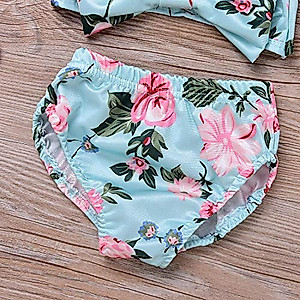 Cute Baby Girls 2Pcs Bikini Bathing Swimsuit Halter Tube Top+Floral Bottom Summer Sunsuit (Floral, 0-6Months)