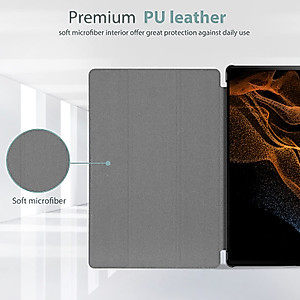 ProCase Cover for Galaxy Tab S8 Ultra Case 14.6 Inch 2022 Model X900 X906, Tri-fold Slim Case Folio PU Leather Protective Standing Cover for 14.6 Galaxy Tab S8 Ultra Tablet -Black