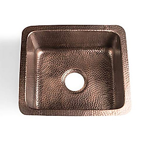 Monarch Abode 17090 Pure Copper Hand Hammered Highball Single Bowl Kitchen Sink (17 inches)