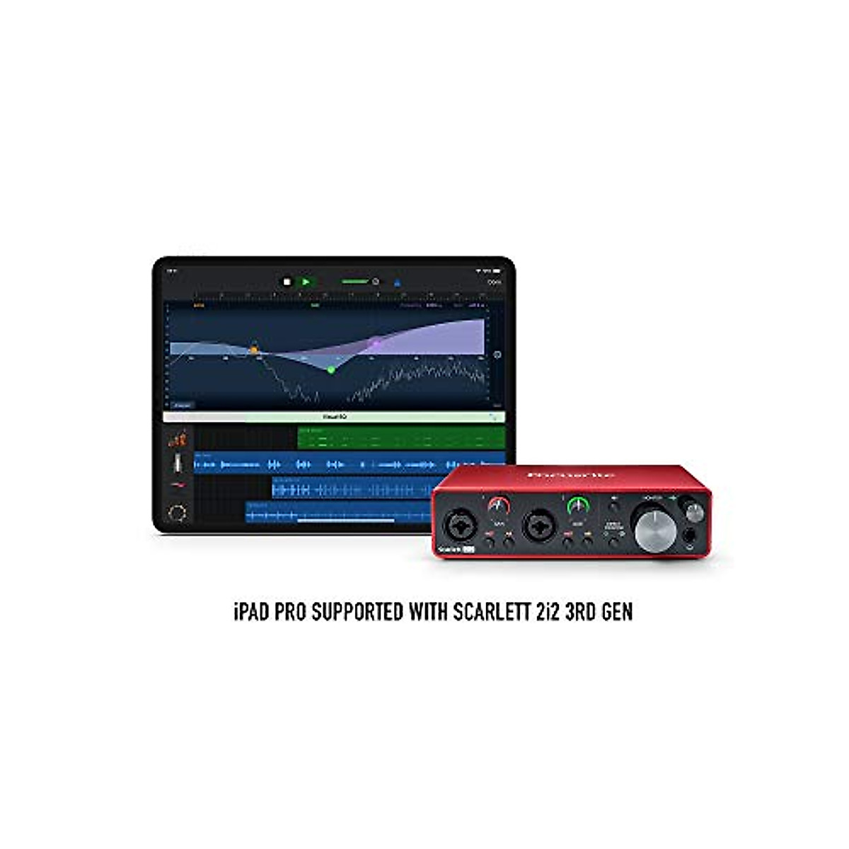 Focusrite Scarlett 2i2 2x2 USB Audio Interface Full Studio Bundle with Creative Music Production Software Kit and CR4-X Pair Studio Monitors and 1/4” Instrument Cables