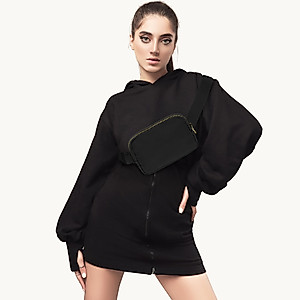 Frenou Fanny Pack For Women and Men Belt Bag Fashion Gift Waist Pack With Adjustable Strap For Travel Running Hiking Walking Black