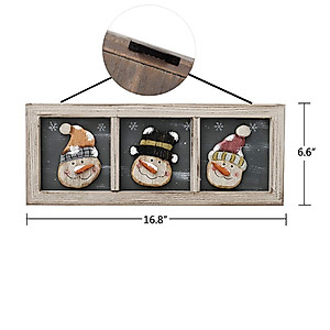 Attraction Design Wood Snowman Wall Decor Hanging Christmas Sign, Rustic Christmas Snowman Decoration Wall Art Wooden Snowman Sign Holiday Decorative Sign Hanging Xmas Décor 16.8X6.6in