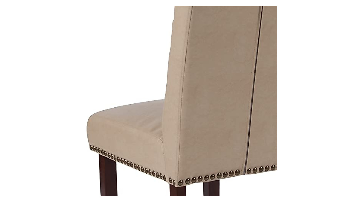 Set of 4 Beige LeatherSoft Parsons Chairs | Stylish & Durable Dining ...