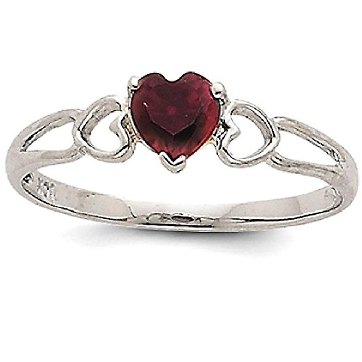IceCarats 14K White Gold Red Garnet Heart Love Ring January Birthstone Jewelry Size 6