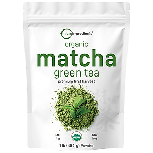 Organic Matcha Green Tea Powder, 1 Pound (16 Ounce), Culinary Grade, First Harvest Authentic Japanese Origin, 100% Pure Matcha for Smoothies, Latte and Baking, Unflavored, Non-Irradiation