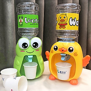 LUOZZY Mini Water Dispenser for Kids Cartoon Piggy Frog Water Machine Kids Drinking Water Fountains Toys for Kids (Duck)