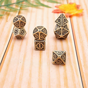 Metal Dice D&D, Dragon and Dungeon Polyhedral Metal Dice Set for RPG (Dungeon and Dragon Role Playing Games), and Enamel D&D Dice with Storage Bag (7-Piece Set)